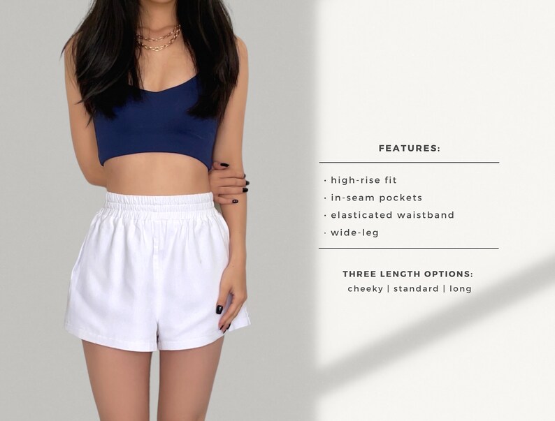 Easy High-waisted Shorts W/ Pockets PDF Sewing Pattern 3 - Etsy