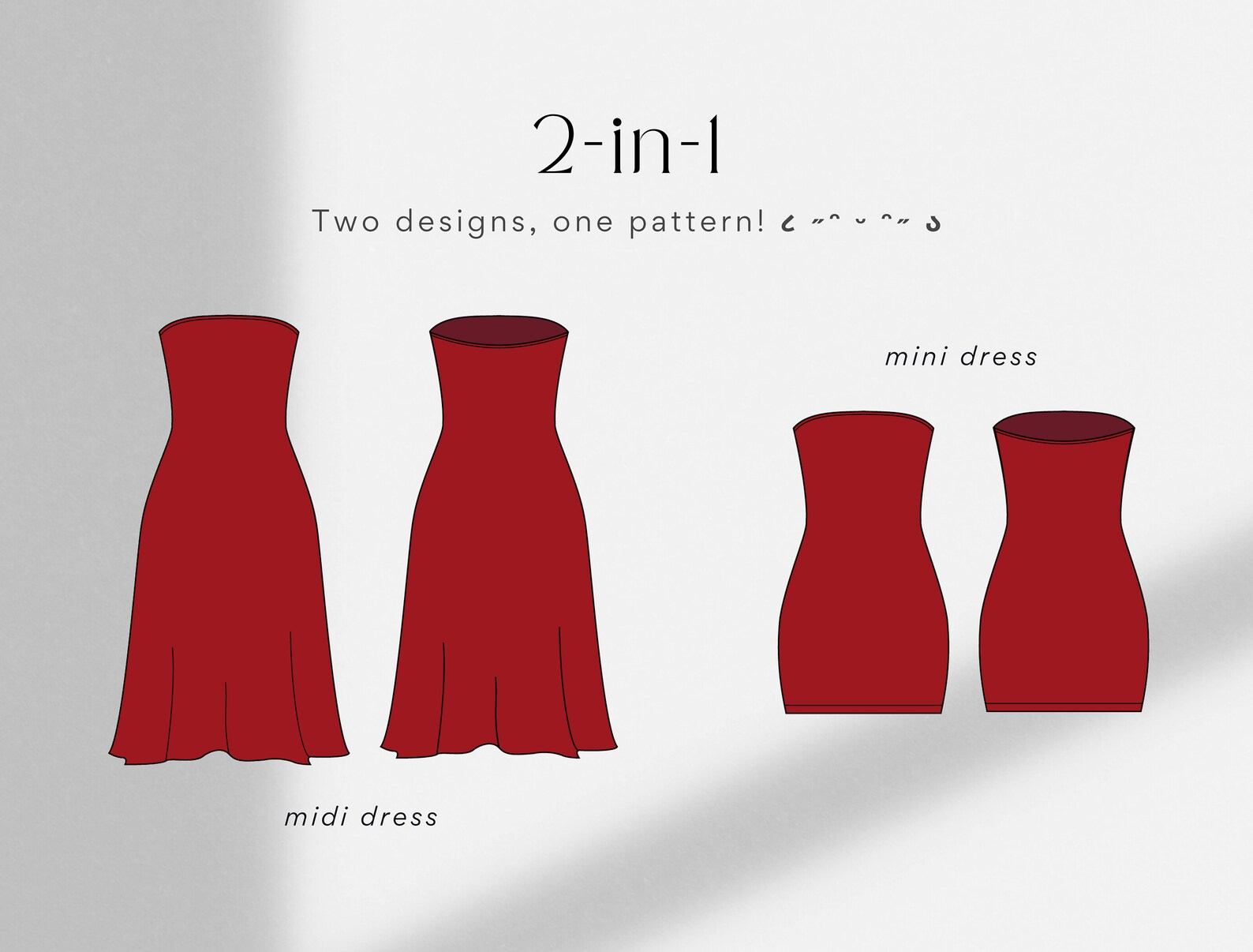 Tube Dress Set: Midi, Mini Dress PDF Sewing Pattern Easy, Beginner ...