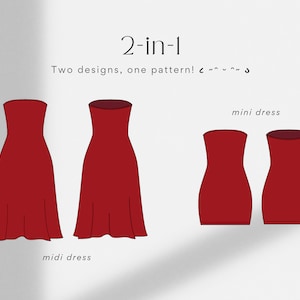 Tube Dress Set: Midi, Mini Dress PDF Sewing Pattern | Easy, Beginner ...