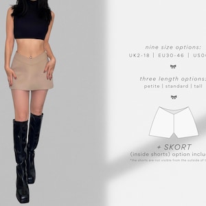 V-front Micro Mini Skirt, Skort PDF Sewing Pattern | 3 Length Options ...