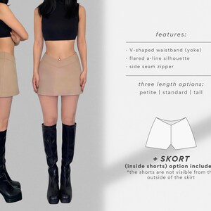 V-front Micro Mini Skirt Skort PDF Sewing Pattern 3 Length - Etsy