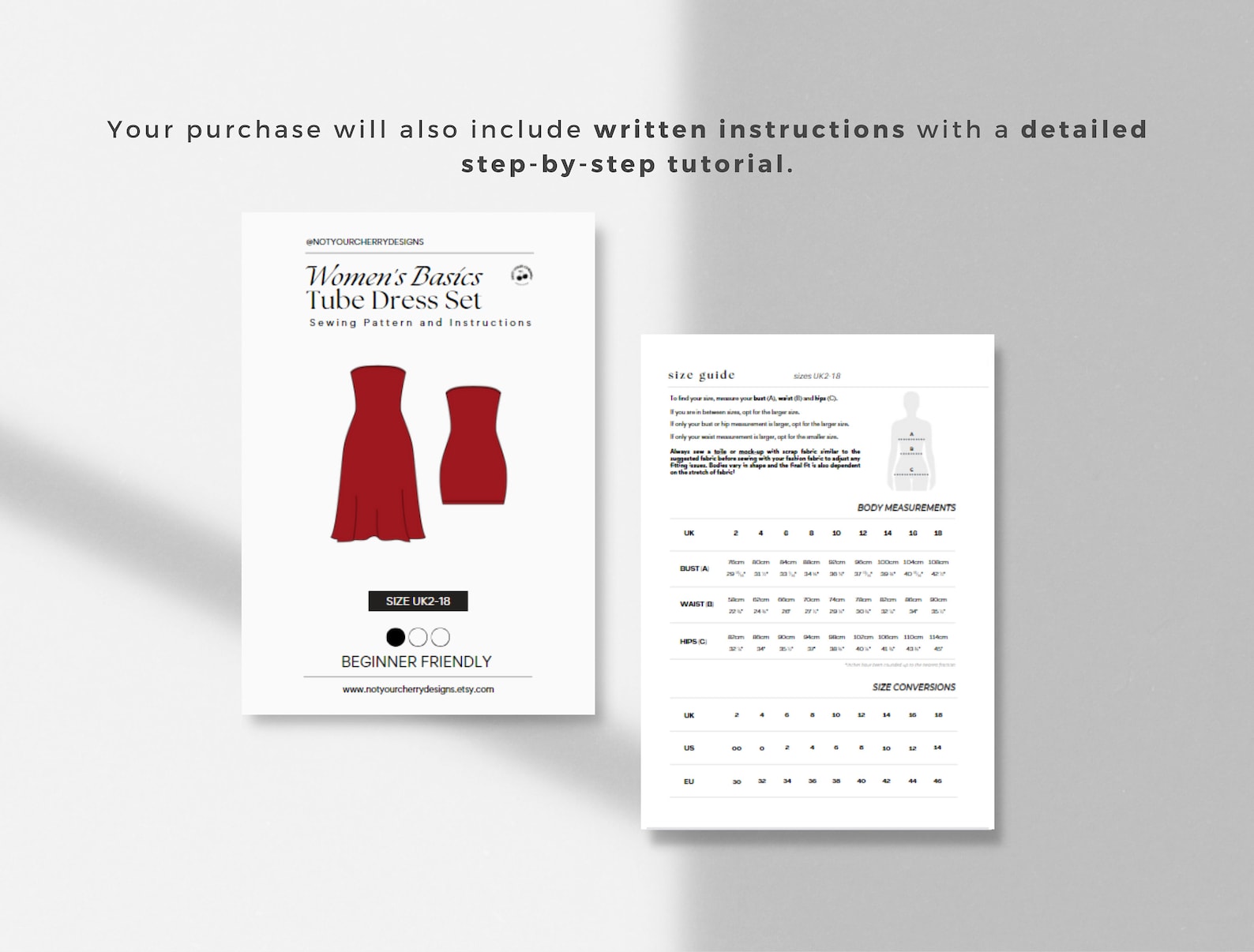 Tube Dress Set: Midi, Mini Dress PDF Sewing Pattern Easy, Beginner ...