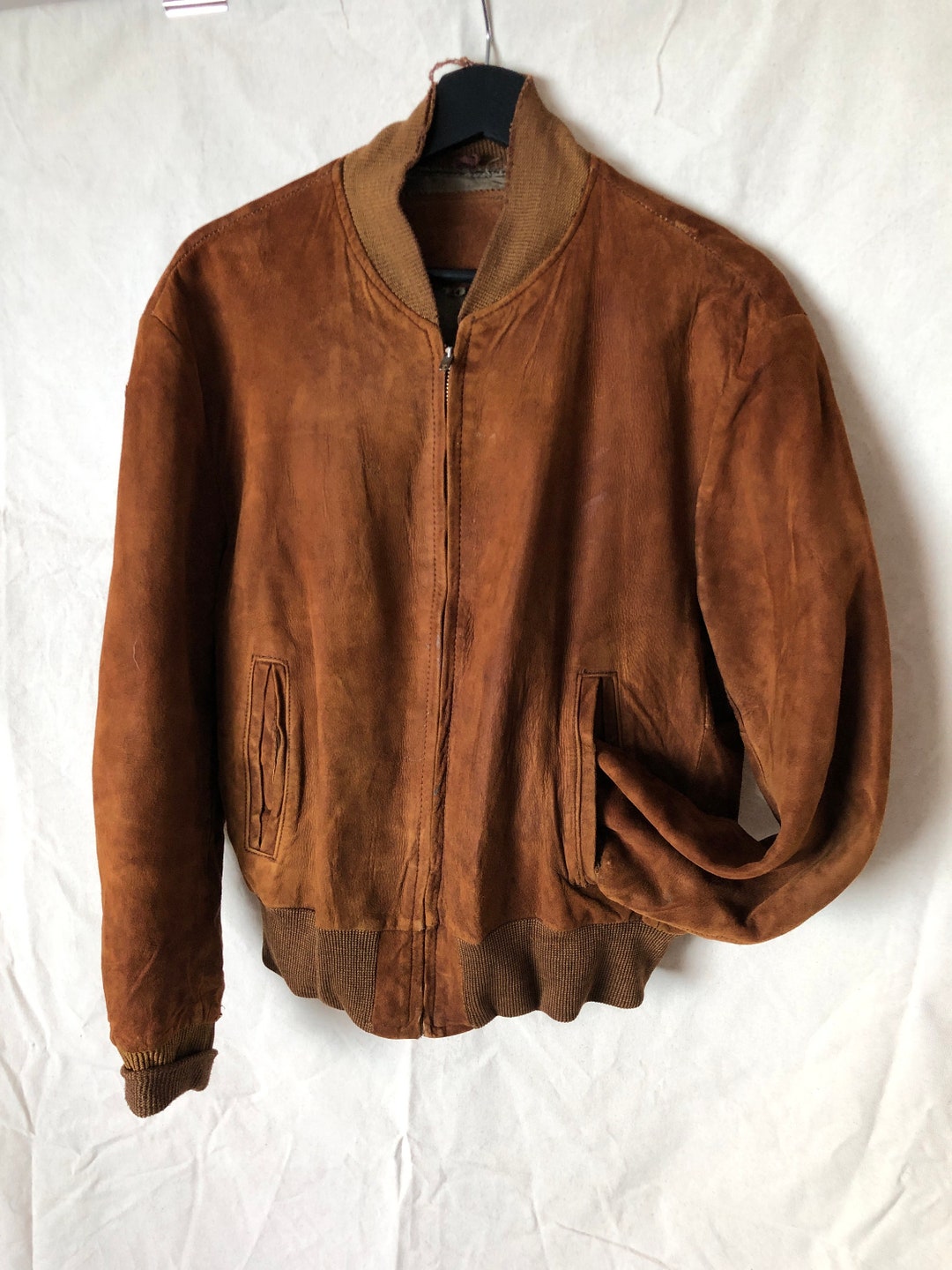 Vintage 50s Suede Bomber Jacket - Etsy