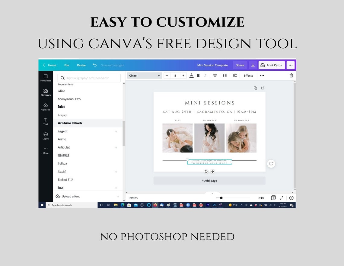 Happy Holidays Photo Card Template for Canva - Modern Holiday Photo ...