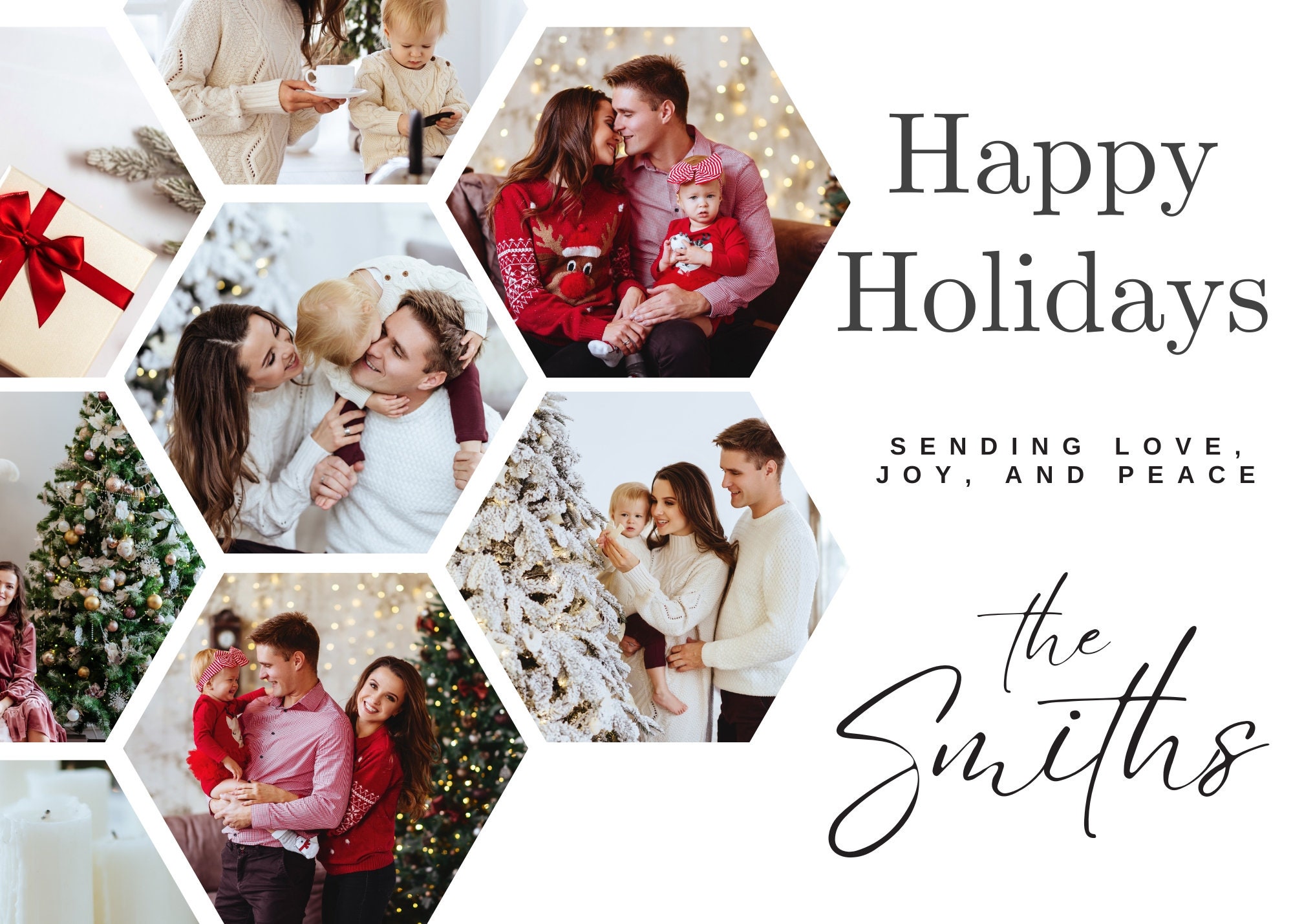 Happy Holidays Photo Card Template for Canva - Modern Holiday Photo ...