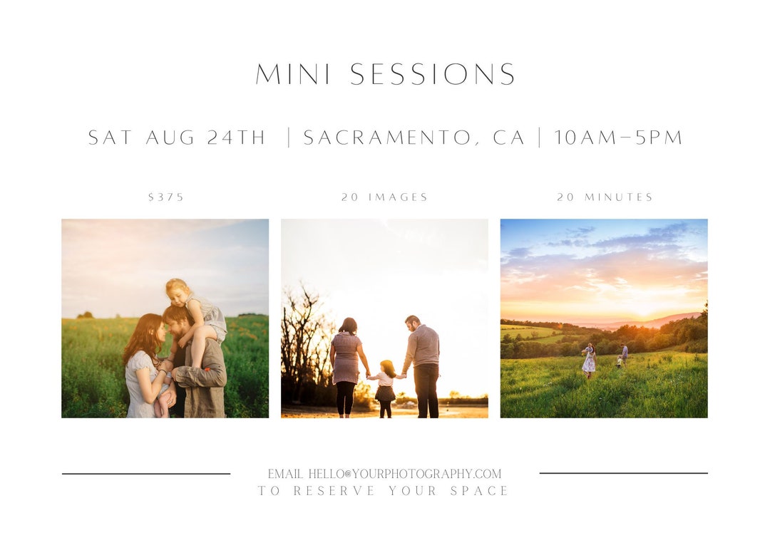 Mini Session Template for Photographers - Minimalist Mini Session ...