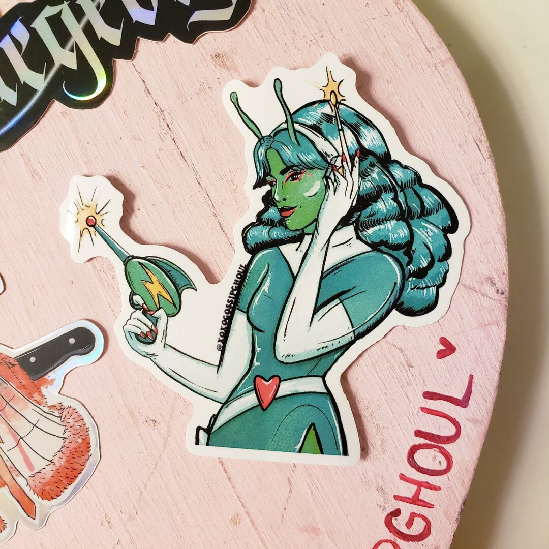 Space Babe Alien Pin up Vinyl Sticker - Etsy