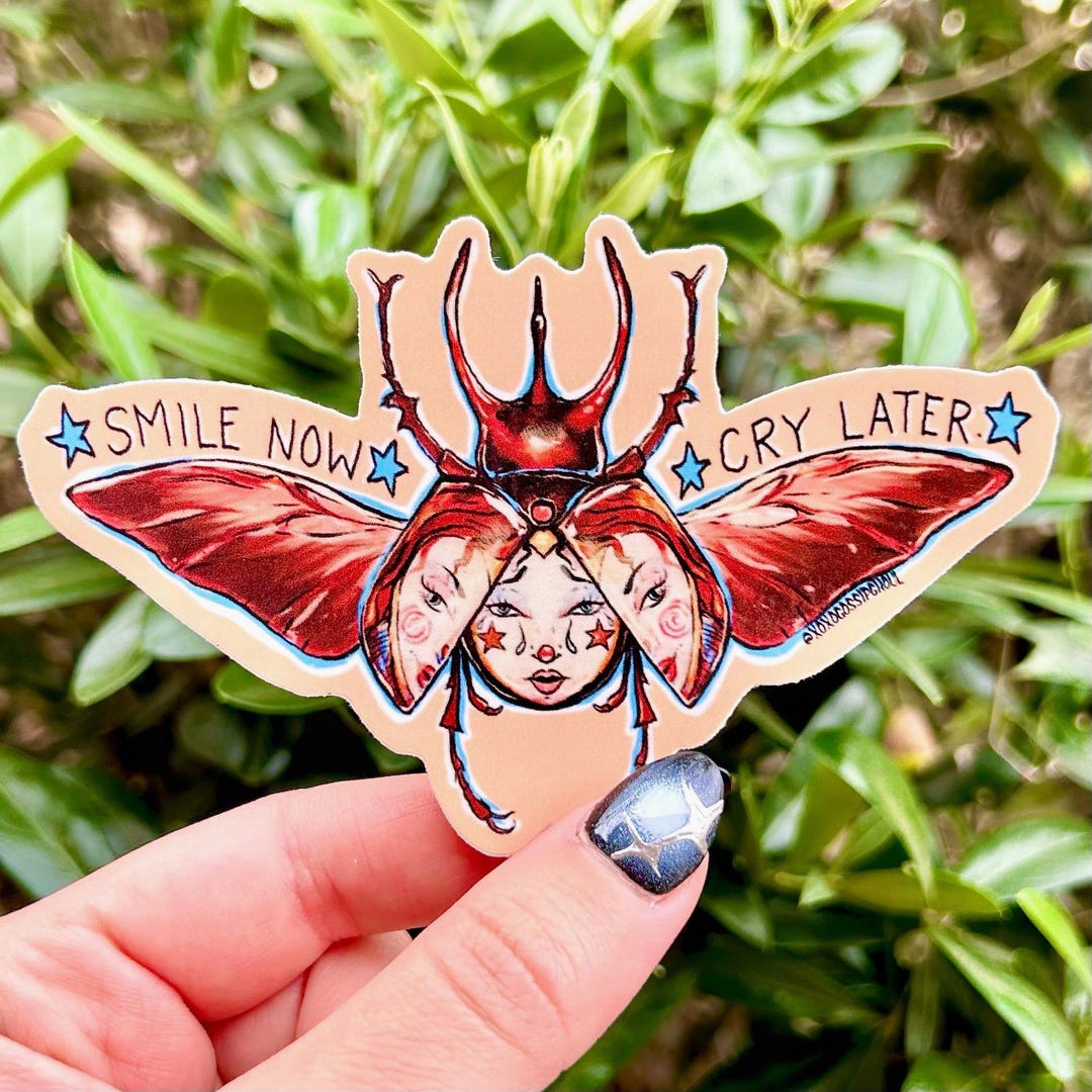 Smile Now Cry Later Clown Girlie Beetle Vinyl Sticker - Etsy