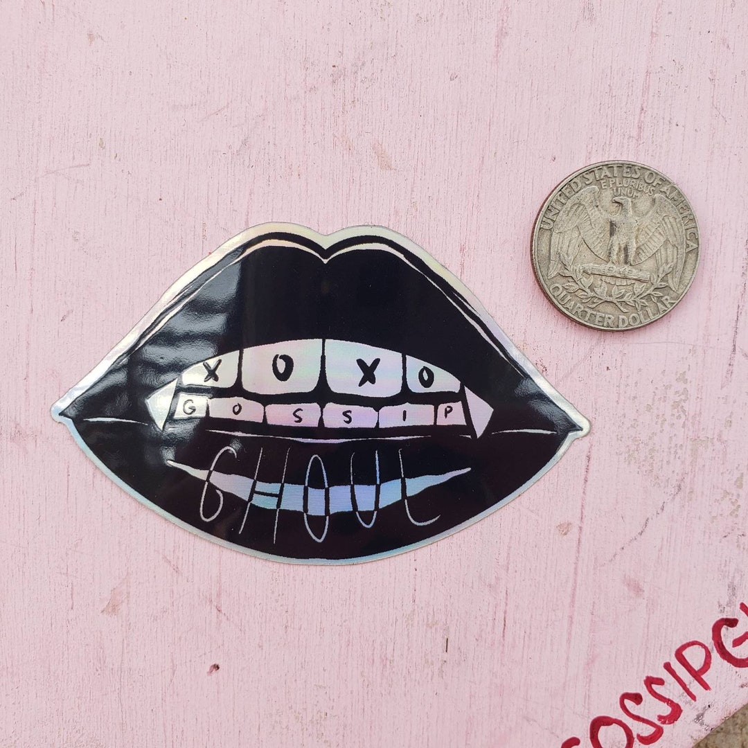 Holographic Vampire Teeth Lips Logo XOXO GOSSIP GHOUL Waterproof Vinyl ...