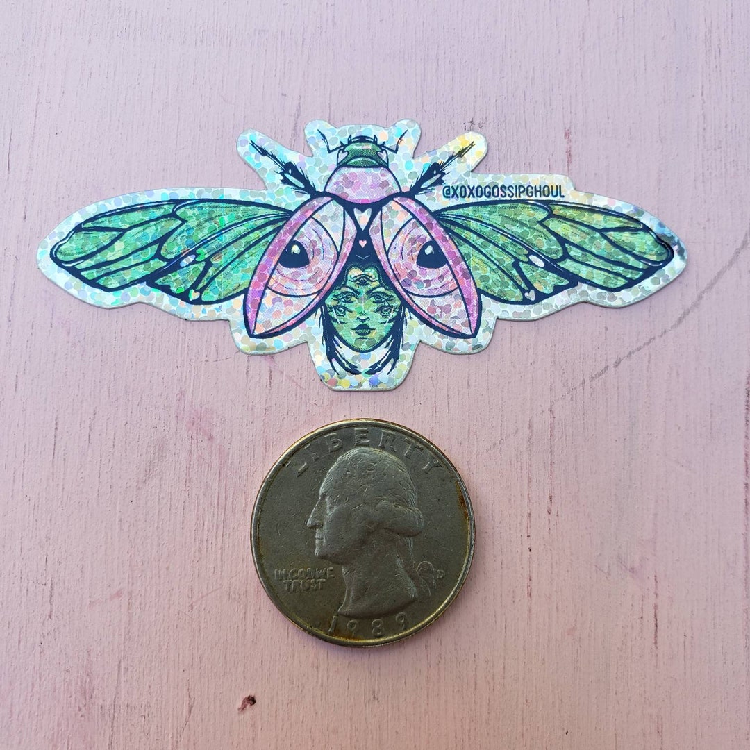 Beetle Girl Glitter Holographic Vinyl Sticker Waterproof - Etsy