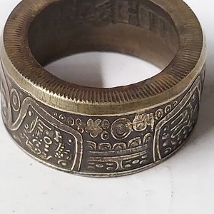 Aztec Design Challenge Coin Ring - Etsy