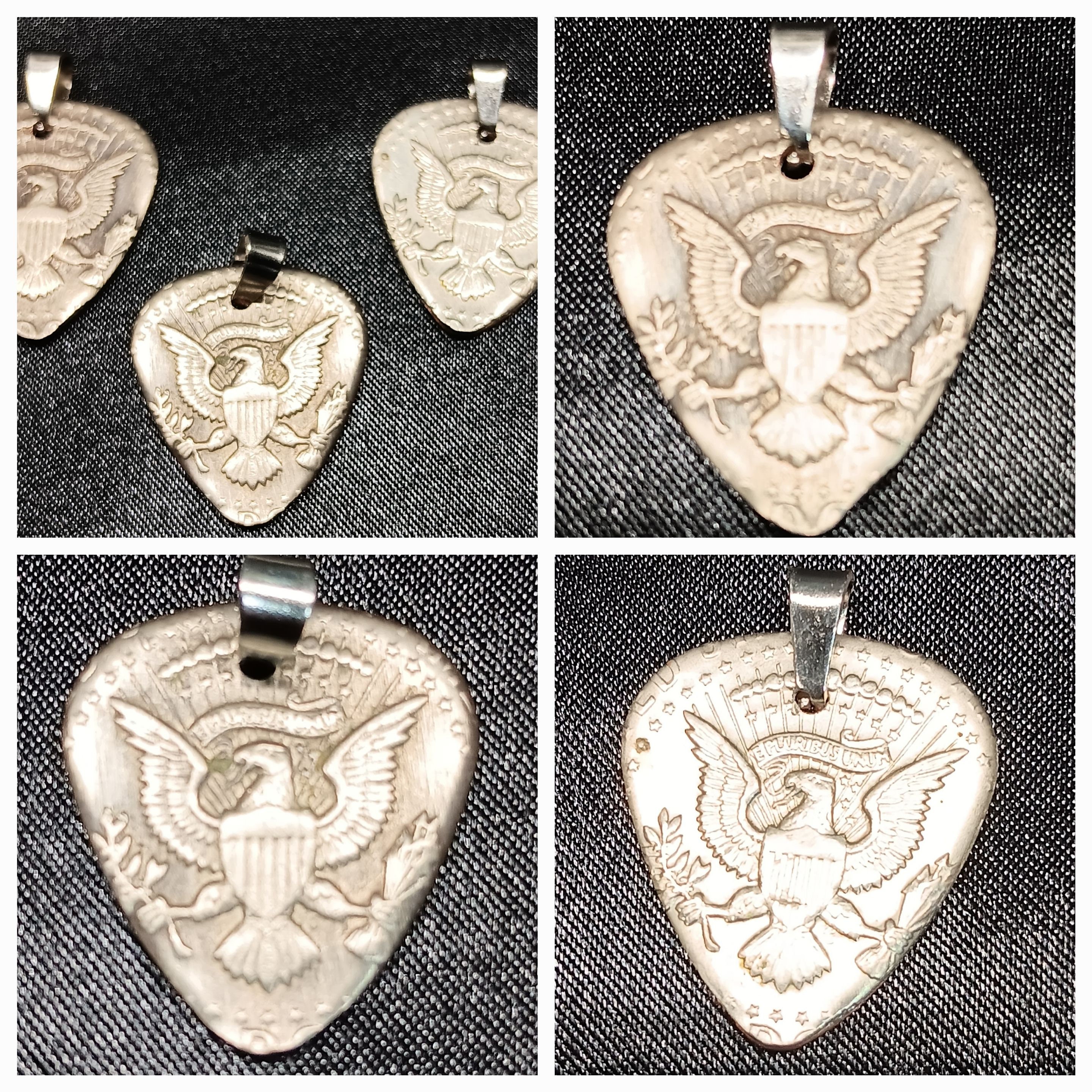 Hand Cut Kennedy 50 Cent Piece Coin, Cut Into the Shape of a Guitar ...