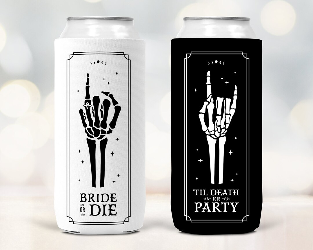 Custom Bride or Die Goth Bachelorette Party Can Coolers, Personalized ...