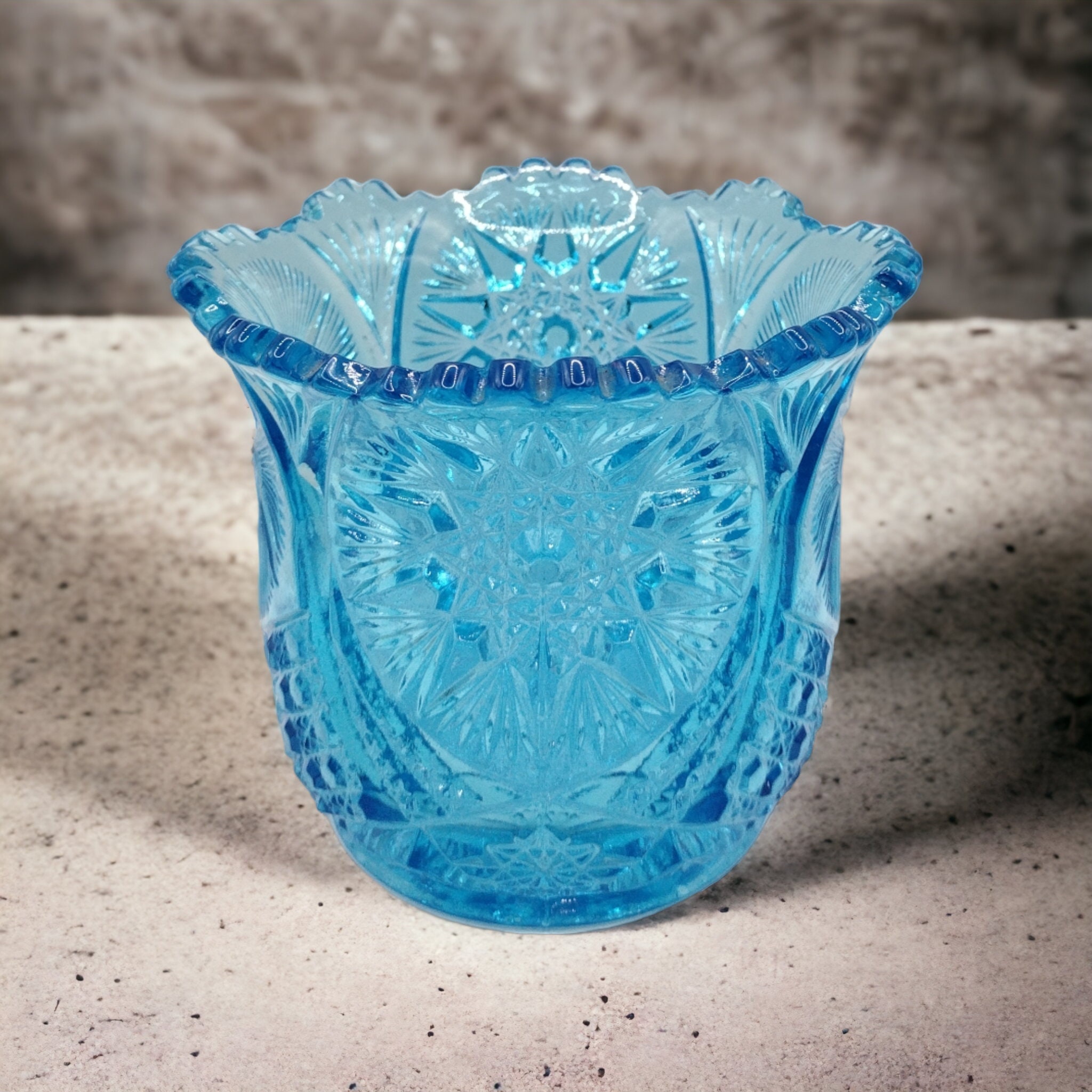 Kemple Wheaton Vintage Blue Glass Bowl. Aqua Blue. Icy Blue. Candy Dish ...