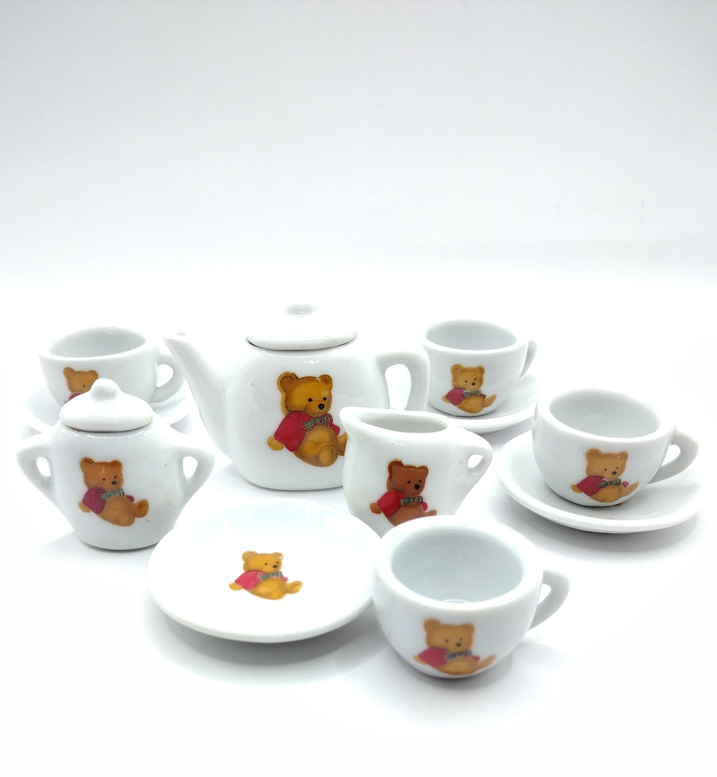 Dollhouse Miniature Vintage Teddy Bear Tea Set. Garden Party - Etsy