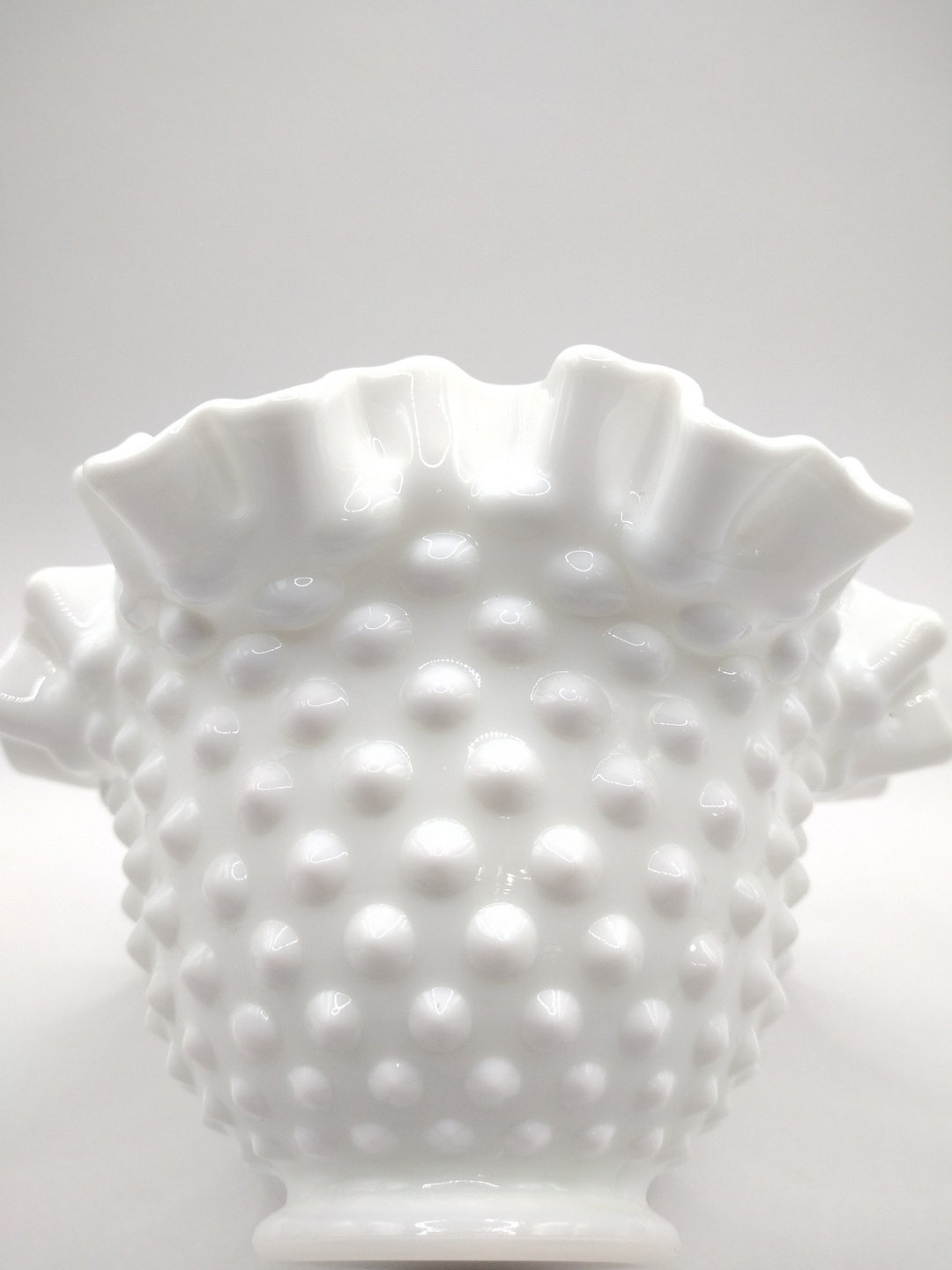 Vintage Fenton White Milk Glass Hobnail Candy Dish Trinket Dish With ...