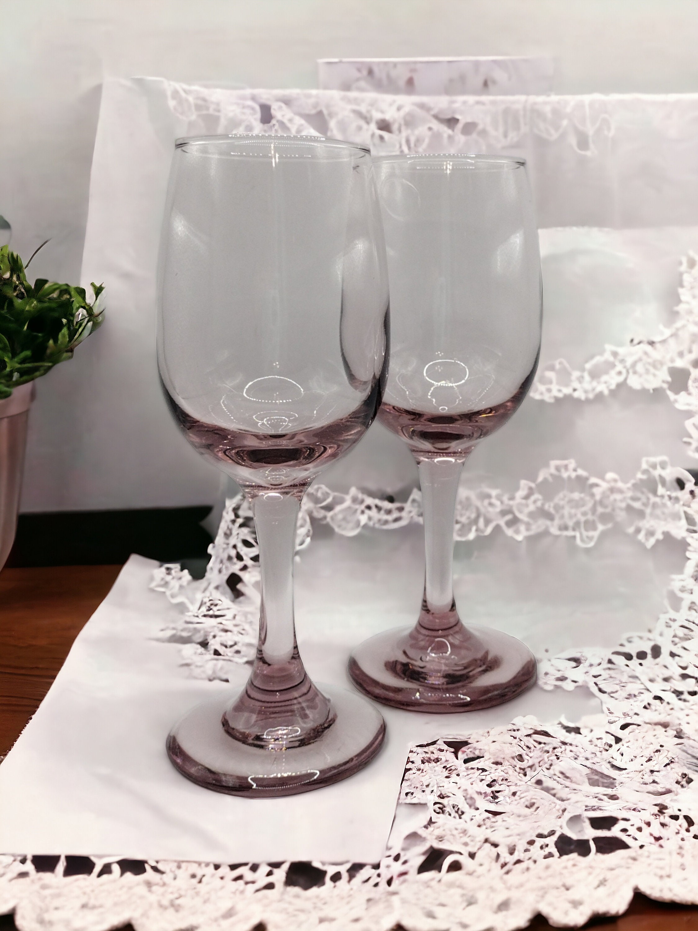 Plum Wine Glasses by Libbey Glassware. Colored Glass. Set of Two ...