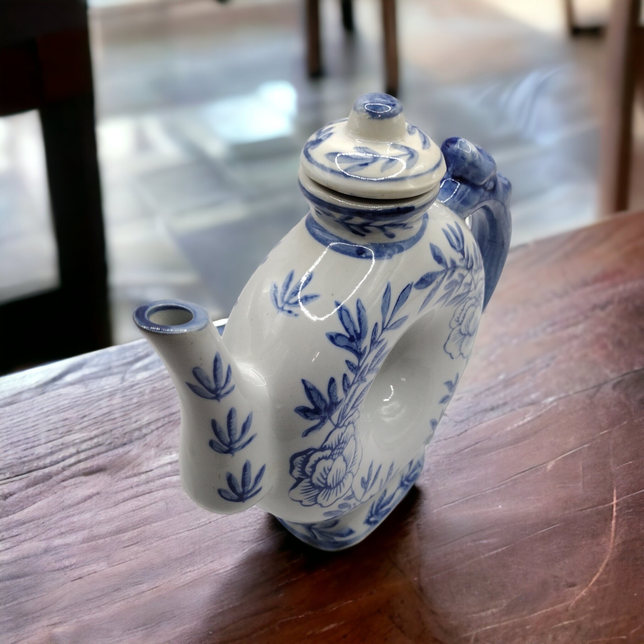 Blue and White Vintage Porcelain Donut Asian Teapot. Chinese - Etsy