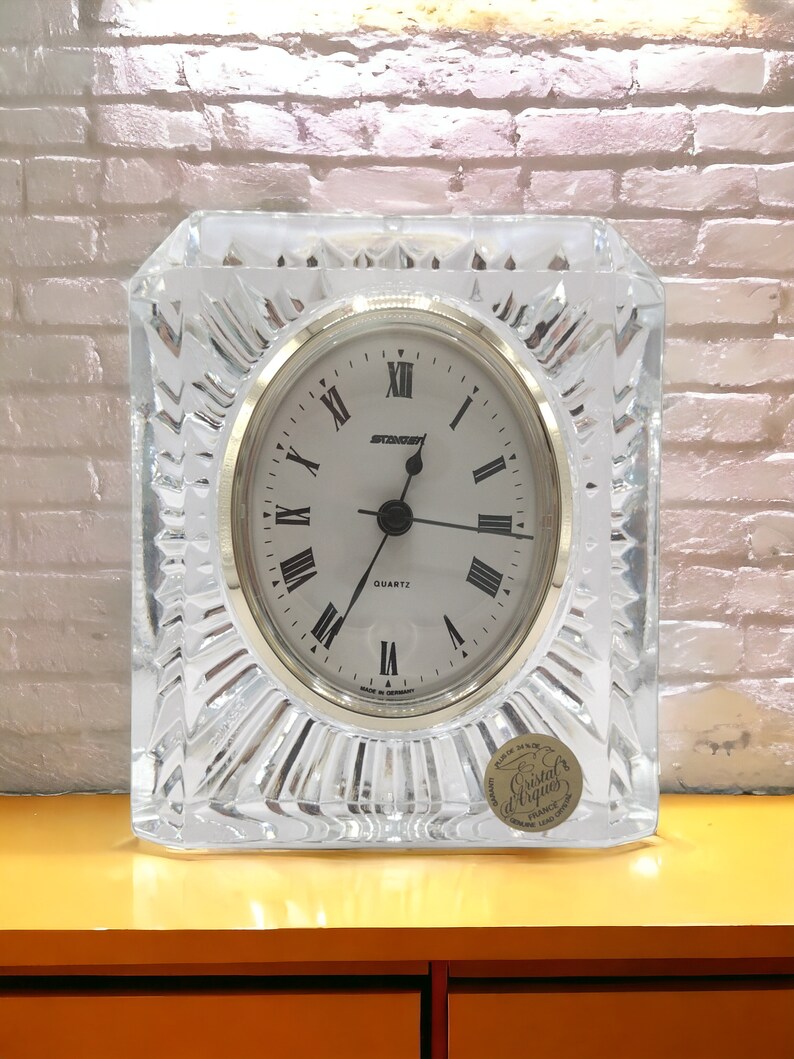 French Lead Crystal Desk Clock. Cristal D' Arques Vintage Made in ...