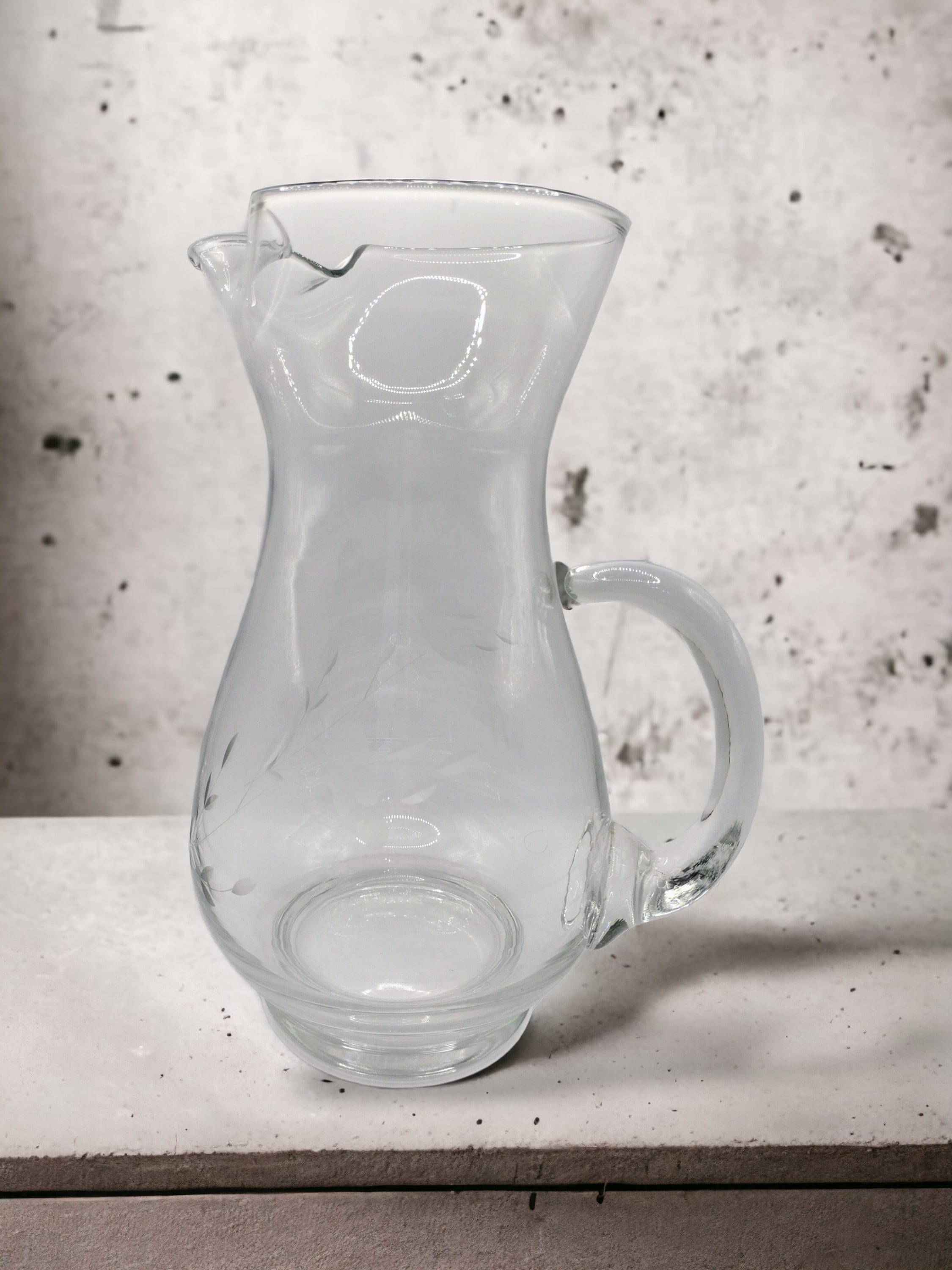 Princess House Vintage Etched Glass Pitcher. Water Juice Pitcher. Gift ...