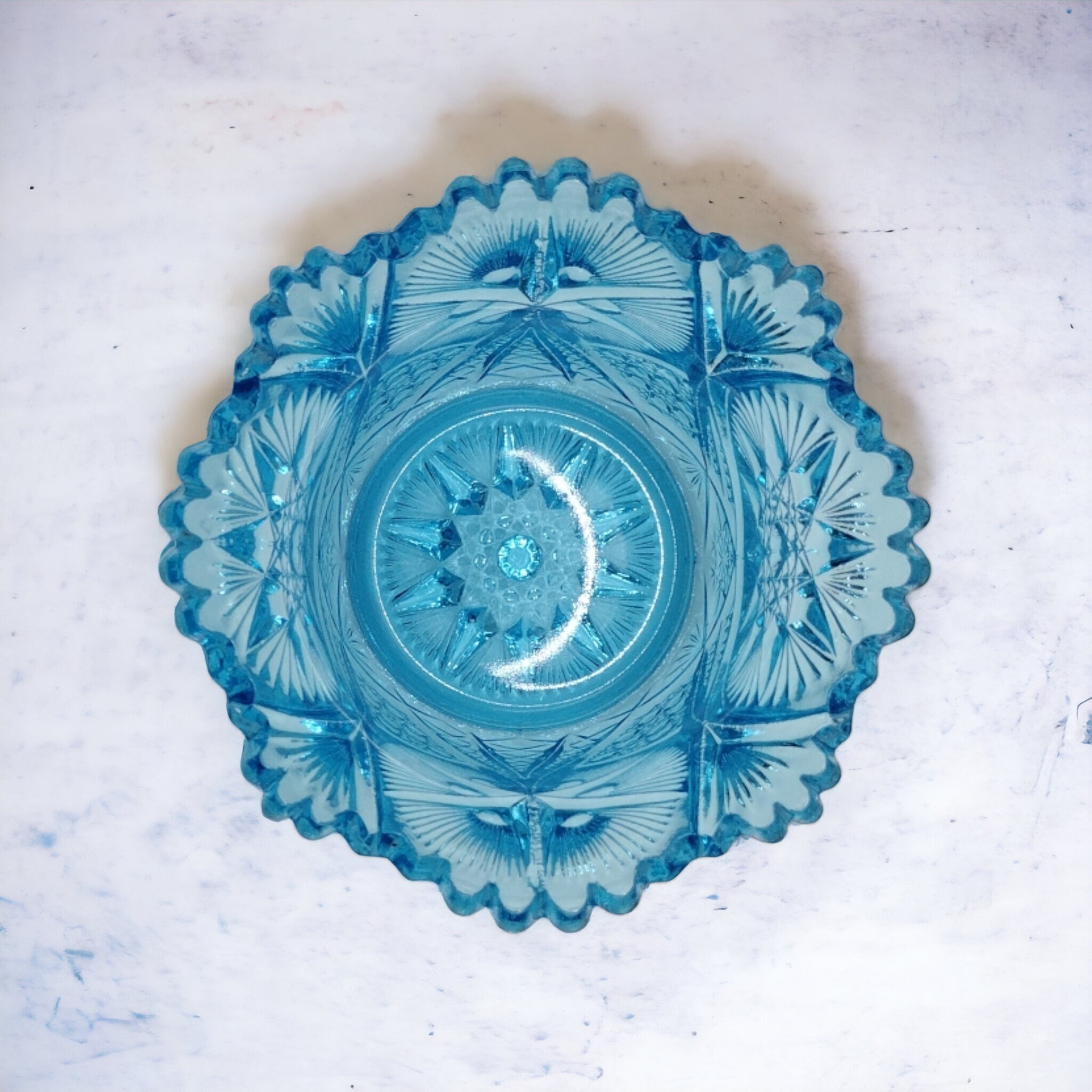 Kemple Wheaton Vintage Blue Glass Bowl. Aqua Blue. Icy Blue. Candy Dish ...
