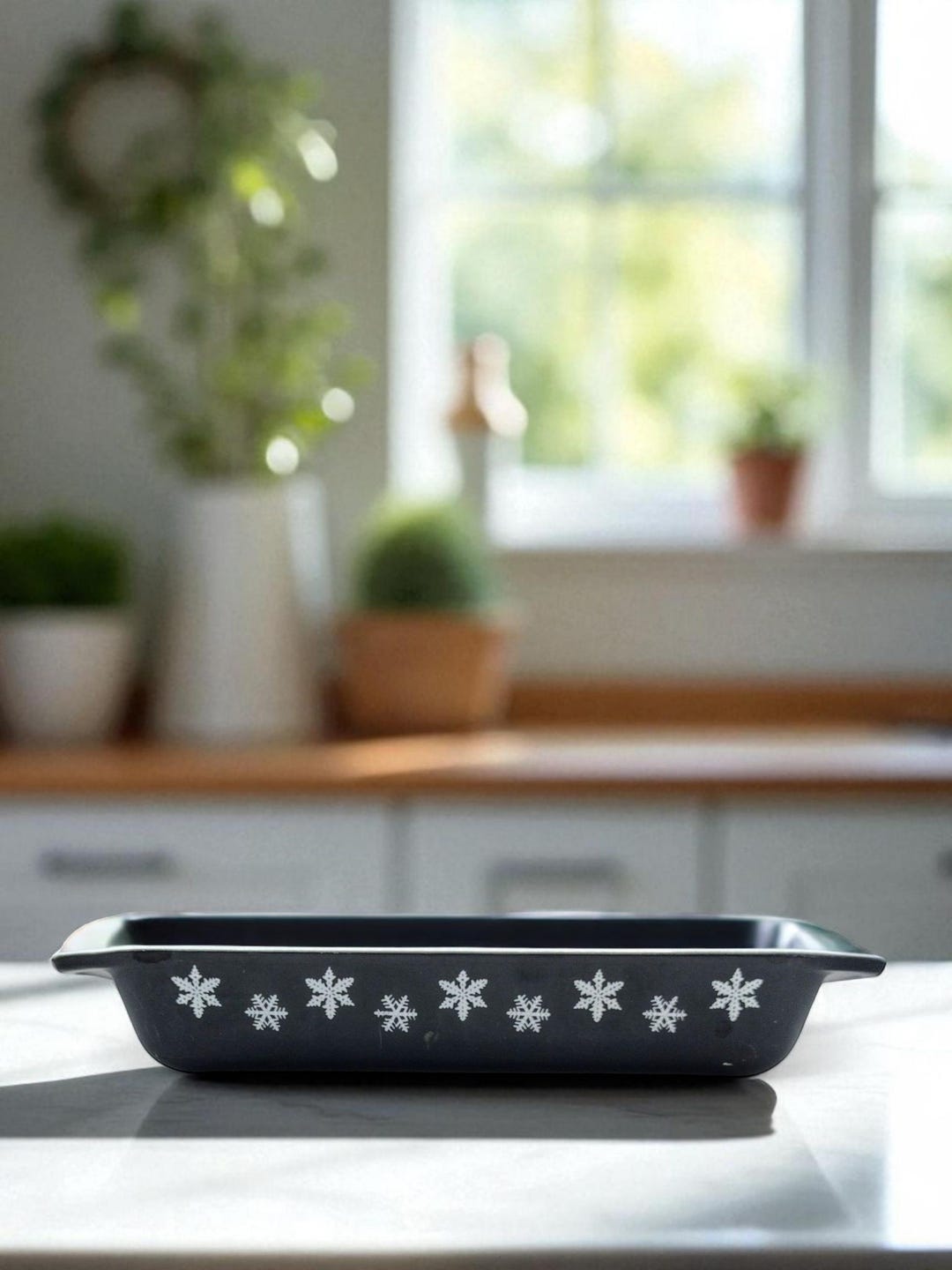 Pyrex Baking Dish in the Black Snowflake Pattern Oven Safe Dish. Made ...