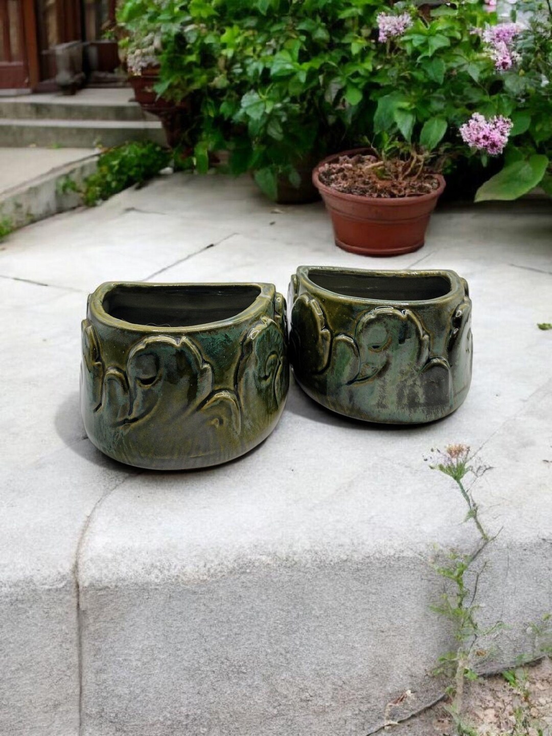 Half Circle Planters Miniature Pots With Raised 3-D Effects. Indoor ...