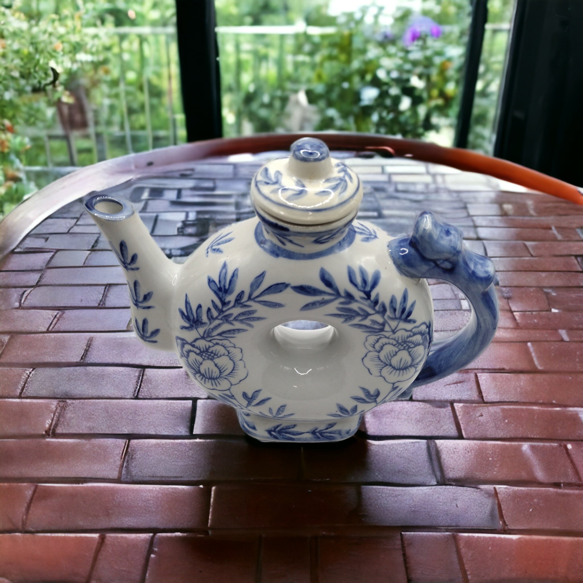 Blue and White Vintage Porcelain Donut Asian Teapot. Chinese - Etsy