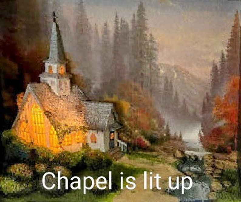 Thomas Kinkade Forest Chapel Lighted 3-D Shadow Box. Vintage ...