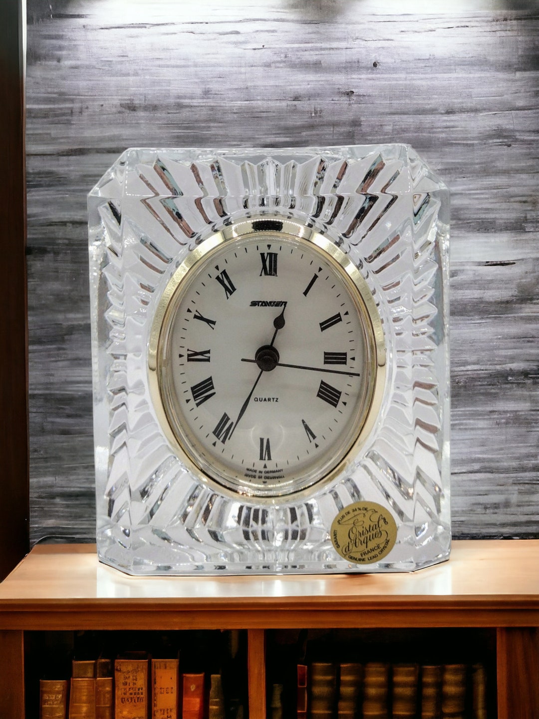French Lead Crystal Desk Clock. Cristal D' Arques Vintage Made in ...