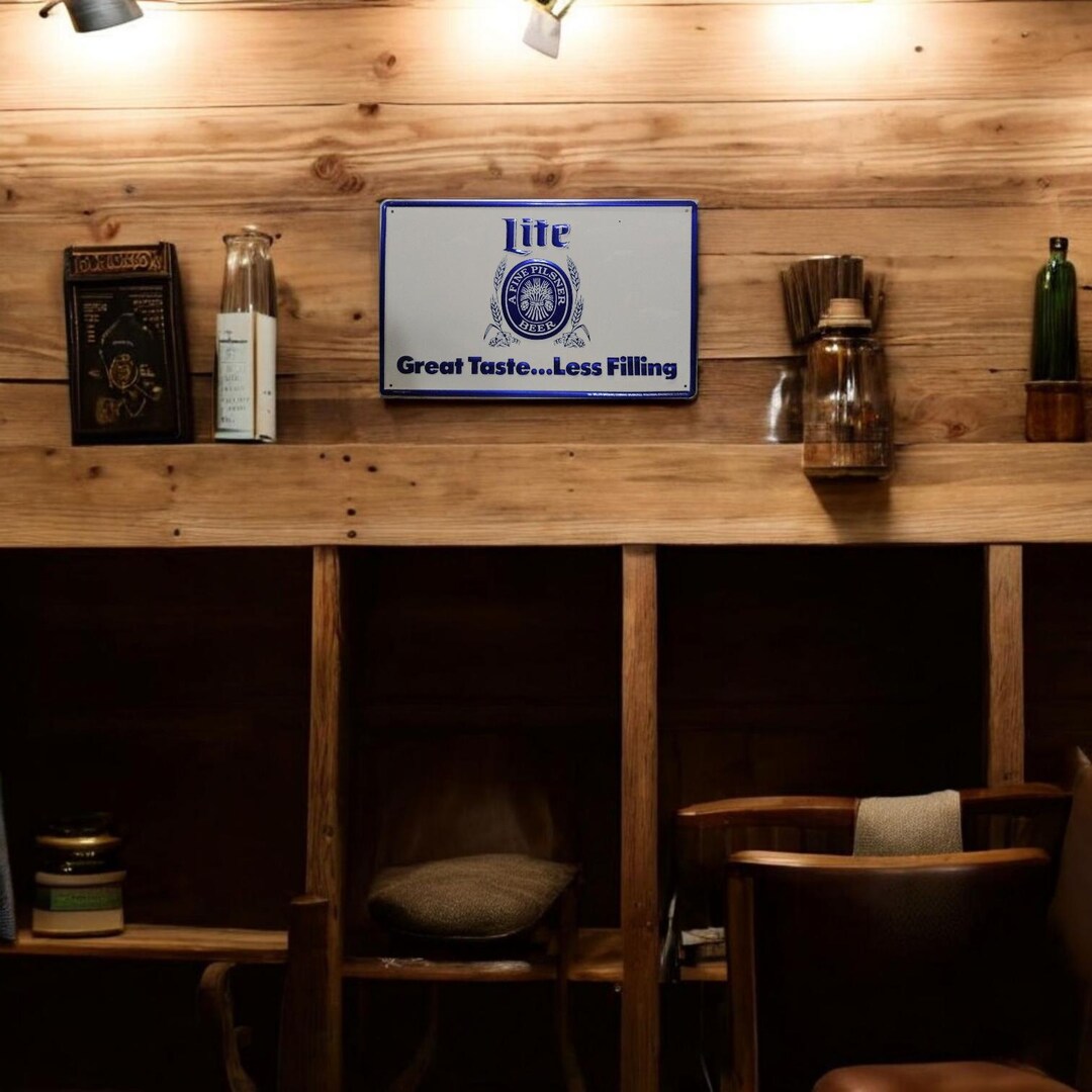 Miller Lite Vintage Beer Sign. Aluminum in Blue and White. Old Beer ...