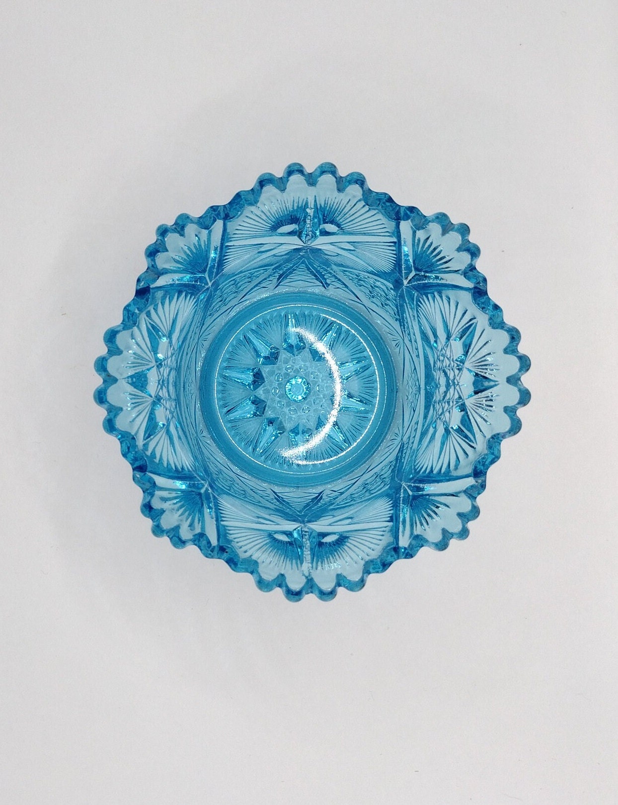 Kemple Wheaton Vintage Blue Glass Bowl. Aqua Blue. Icy Blue. Candy Dish ...