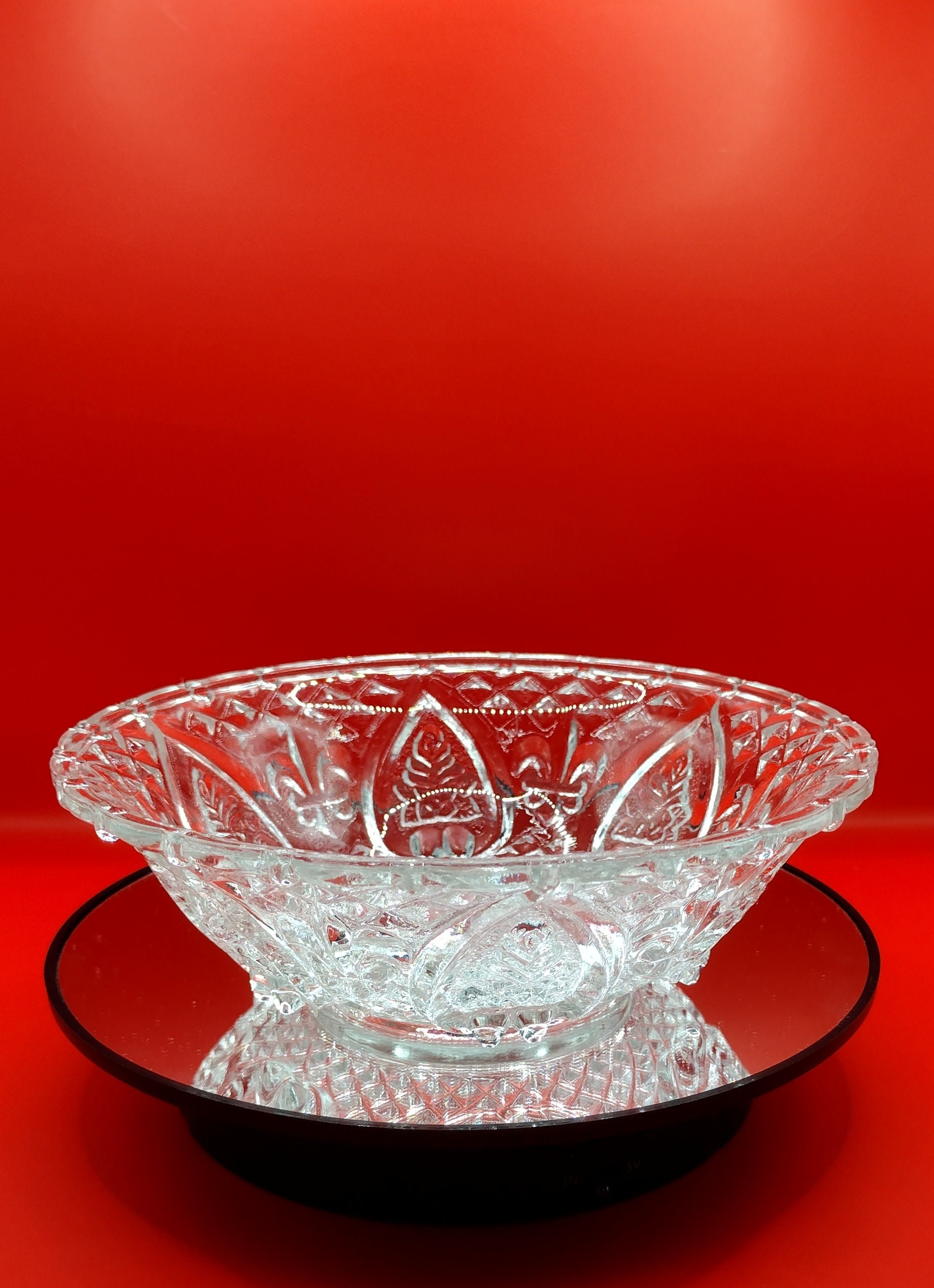 Vintage KIG Malaysian Candy or Nut Bowl. Clear Pressed Glass With a ...