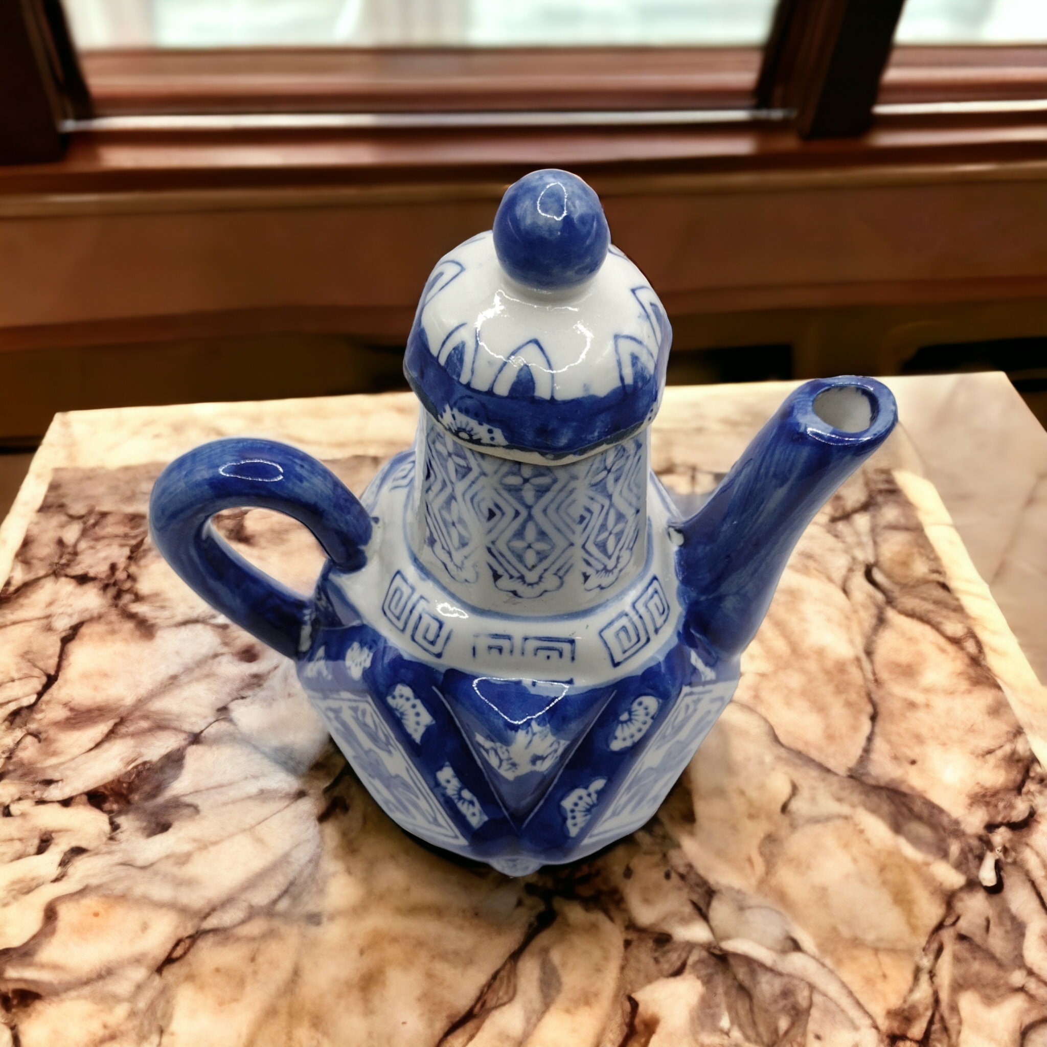 Blue and White Vintage Asian Teapot. Chinese Porcelain Teapot ...