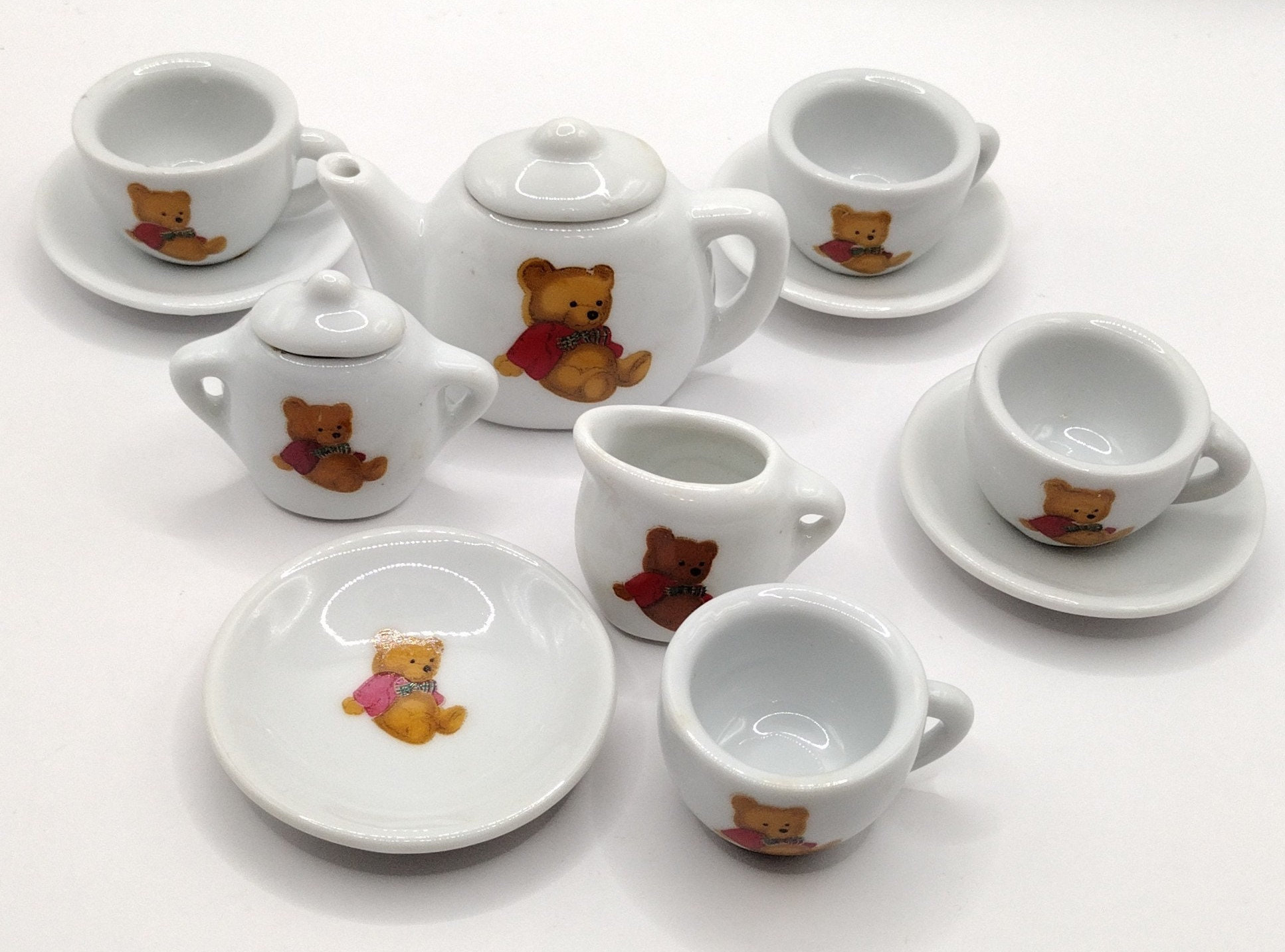 Dollhouse Miniature Vintage Teddy Bear Tea Set. Garden Party - Etsy