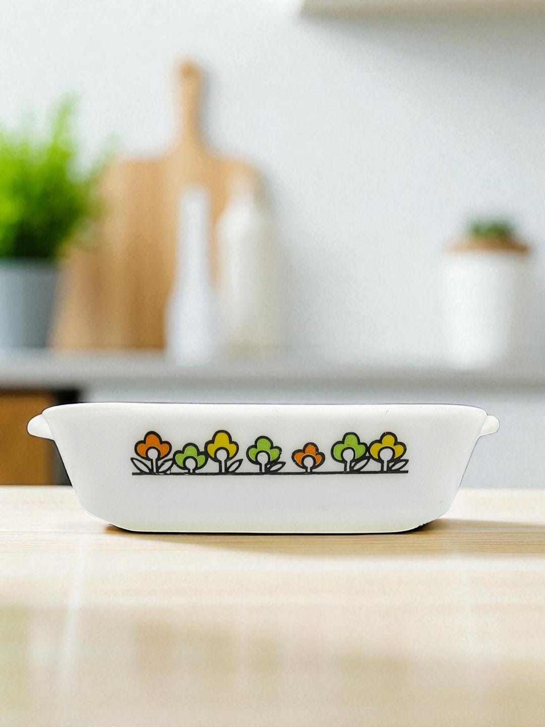 Anchor Hocking Fire King One Quart Baking Dish Summerfield Flowers ...