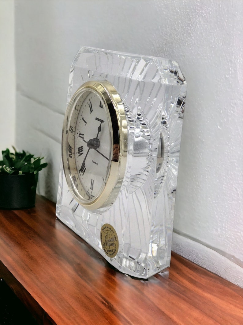 French Lead Crystal Desk Clock. Cristal D' Arques Vintage Made in ...