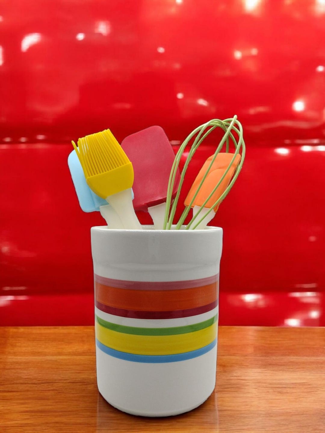 Avon Kitchenware 5-piece Silicone Utensils Set With Colorful Ceramic ...