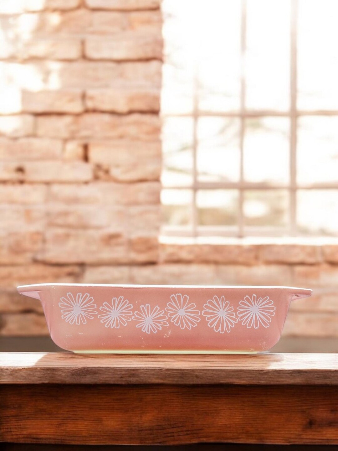 Vintage Pyrex Pink Daisy Casserole Baking Dish Pyrex Space Saver ...