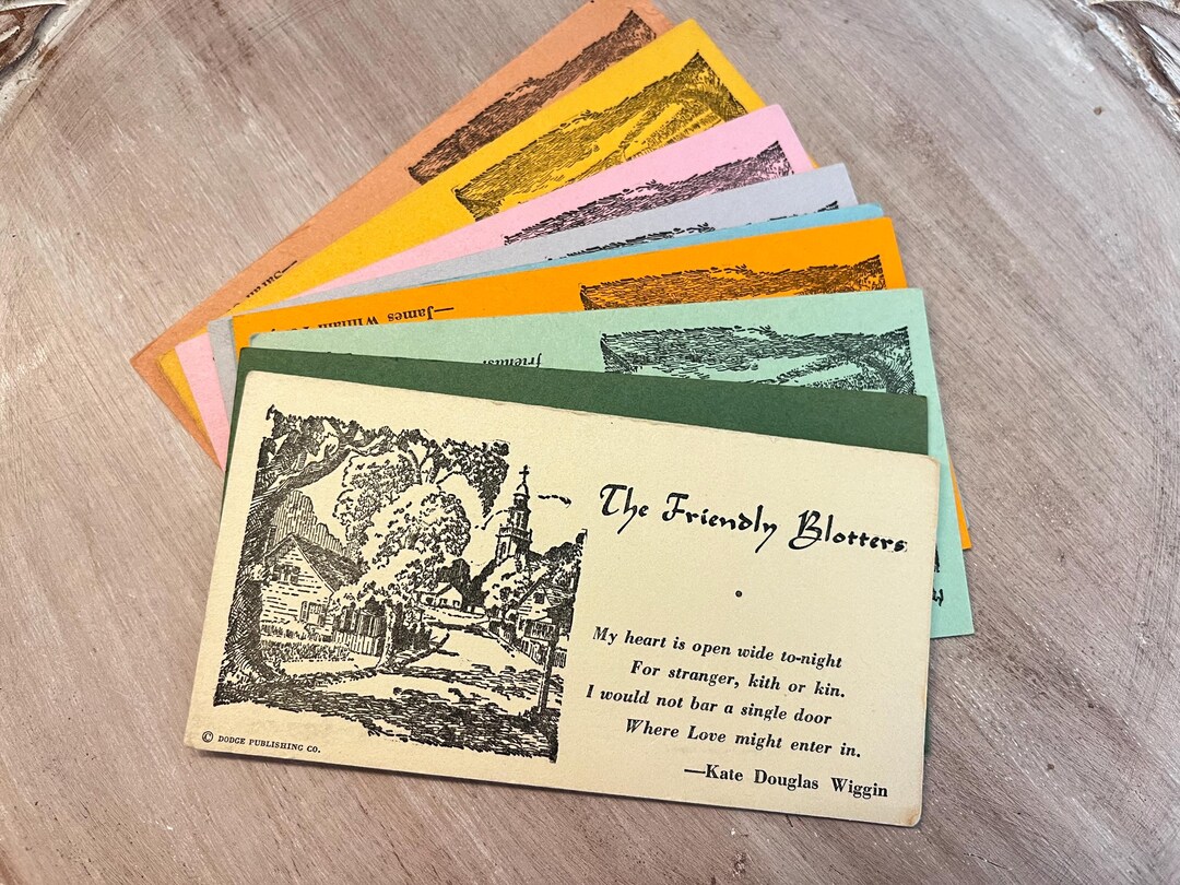 Vintage 10 Friendly Ink Blotter Cards - Quotes by Authors- by Dodge ...