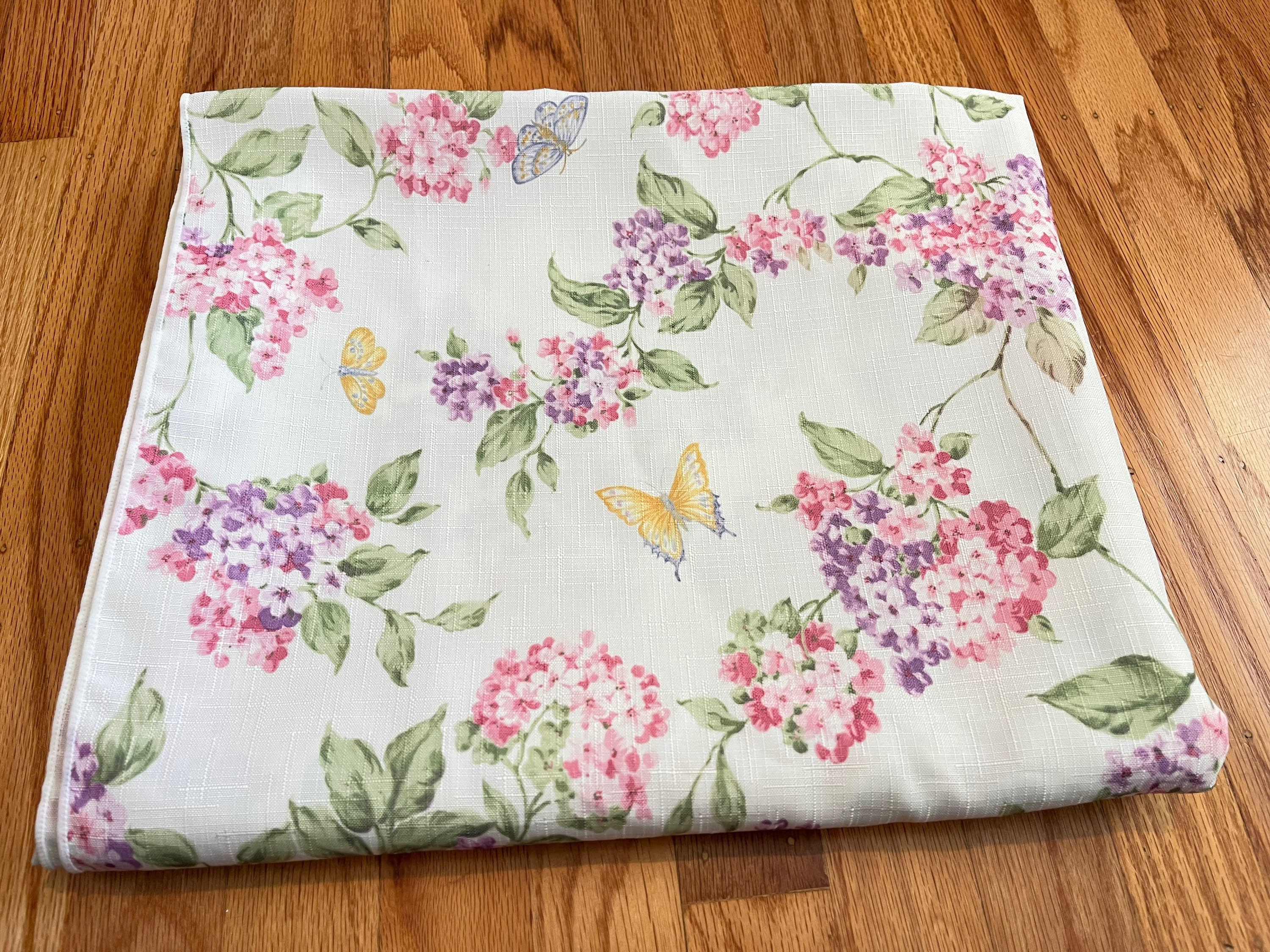 Vintage Hydrangea Floral Butterfly Tablecloth 102 X 60 - Etsy