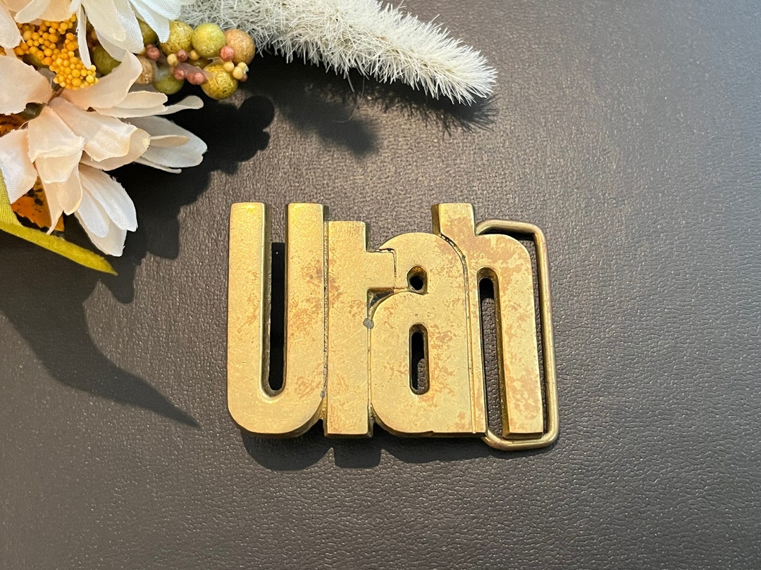 Vintage UTAH State Solid Brass Belt Buckle by Baron - Retro 1978 - Etsy