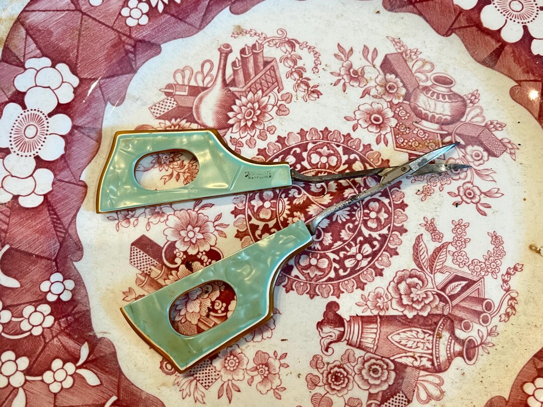 Vintage Dupont Mayflower Pyralin Cuticle Nail Scissors - Blue Green - Etsy