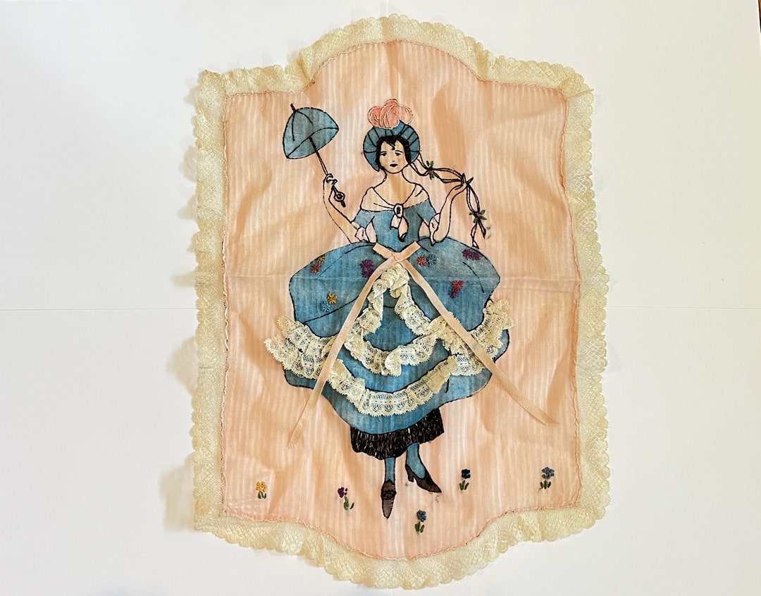 Vintage Pink Crinoline Lady Lace Embroidered Victorian Doily Doilies - Etsy