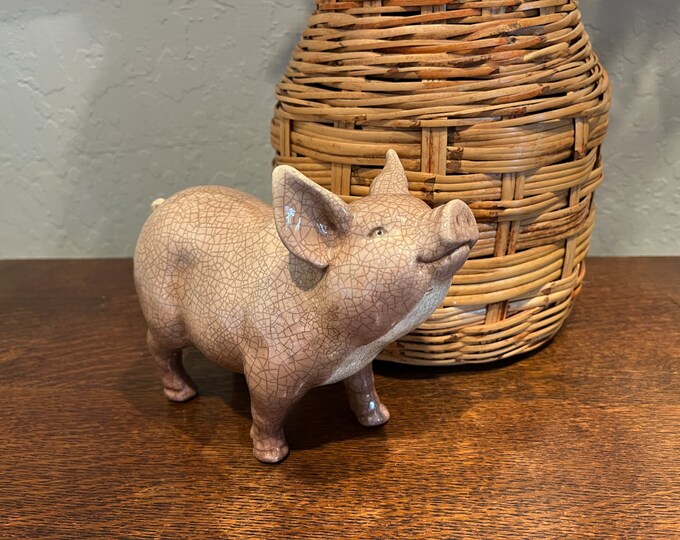 Vintage Large Pink Pig Farm Ceramic Figurine Gorgeous Crazing - Etsy