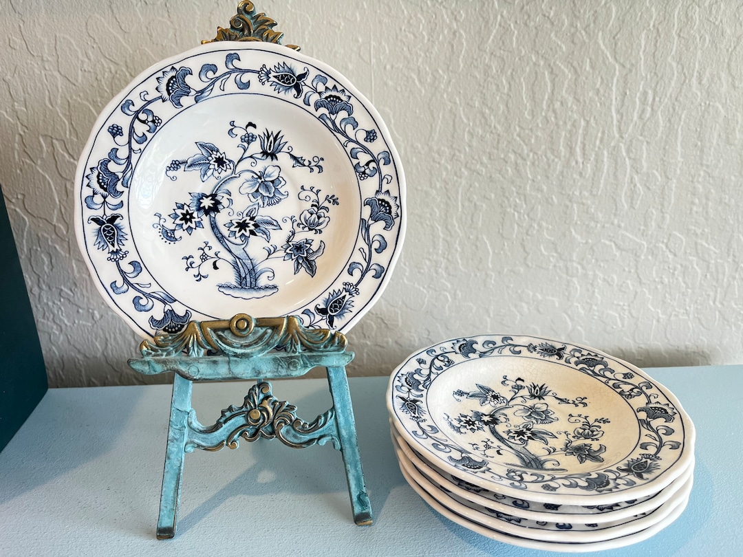 Vintage Blue and White Ironstone Ming Tree Saucer Set - Double Phoenix ...