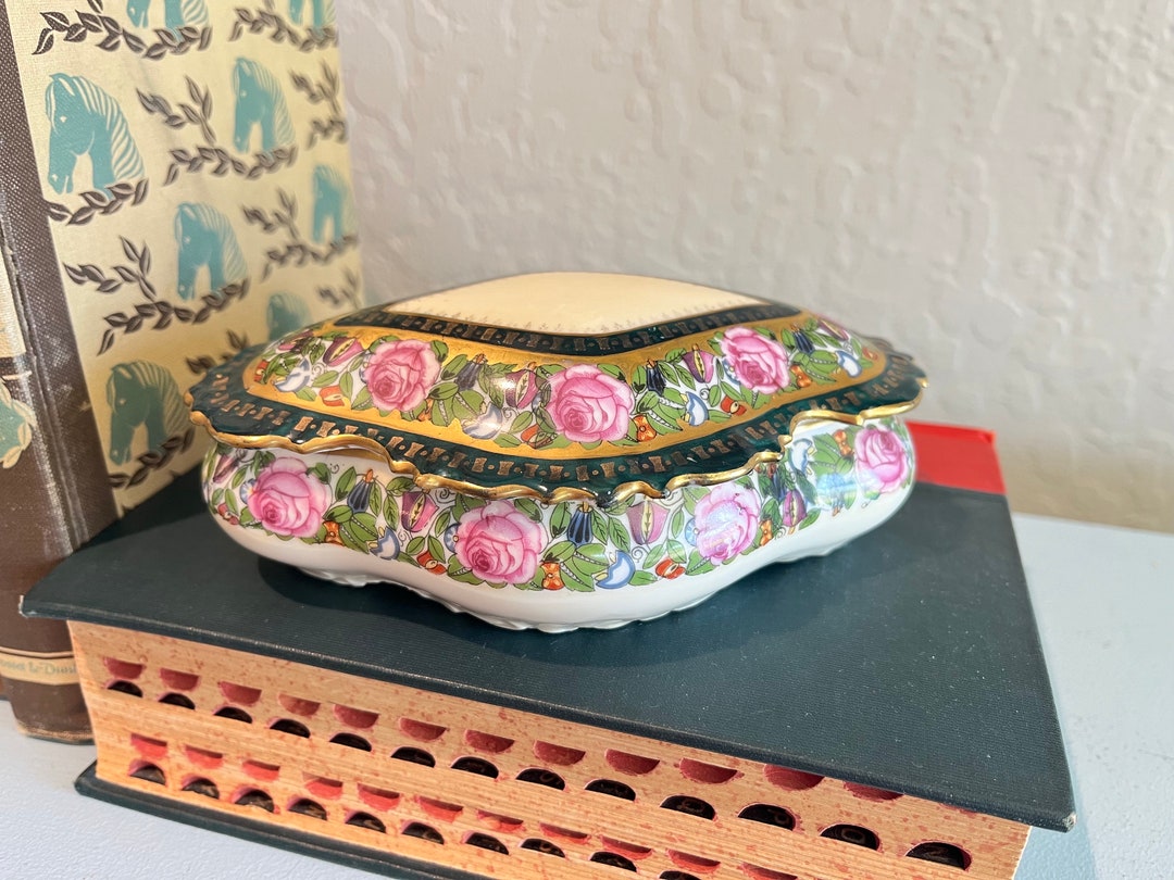 Antique RS Prussia Handpainted Porcelain Jewelry Trinket Box - Etsy