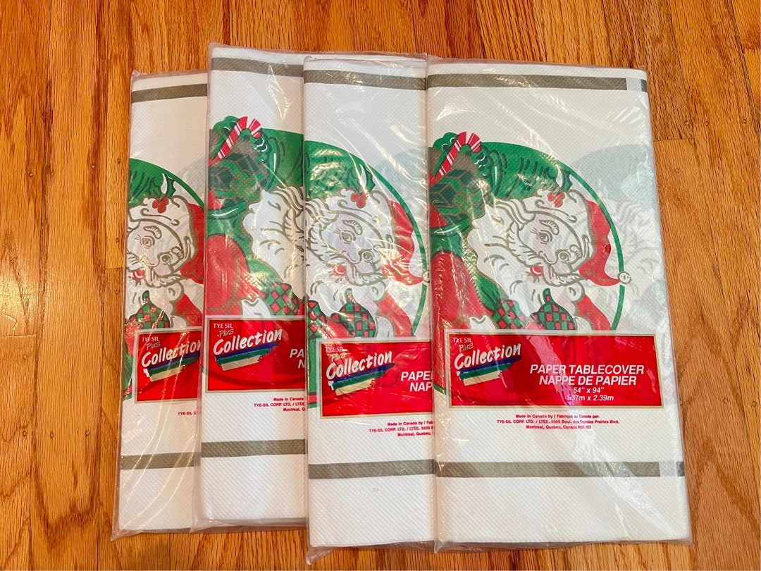 Vintage Santa Claus Face Christmas Paper Table Cover 54 X 94 Made in ...