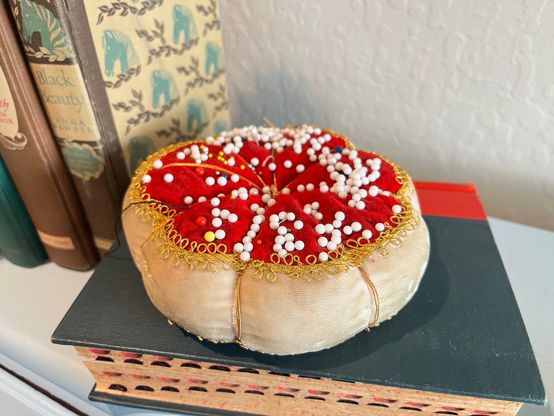Vintage Red Velvet Push Pin Cushion - Sewing Supplies - Etsy