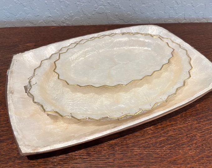 Vintage Capiz Shell Serving Trays Platters Set of 3 - Etsy